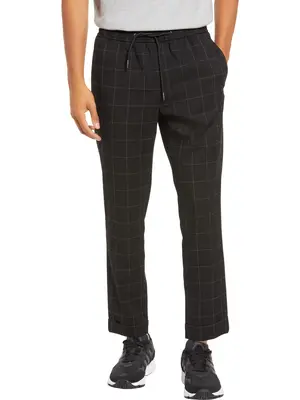OPEN EDIT Plaid Stretch Trousers Black Windowpane