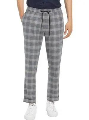 OPEN EDIT Plaid Stretch Trousers Blue Pop Plaid