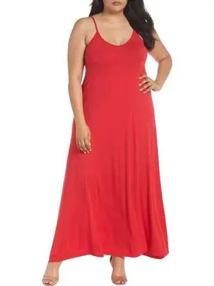 Loveappella Loveappella A-Line Maxi Dress Lipstick Red