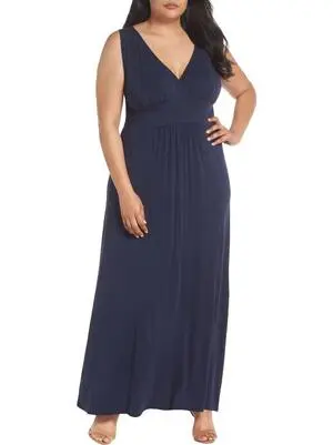 Loveappella Surplice Maxi Dress - Midnight