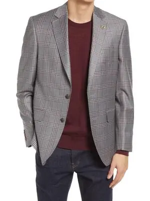 Ted Baker London Slim Fit Plaid Wool Sport Coat - Grey