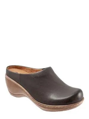 Softwalk Madison Clog - Dark Grey Leather