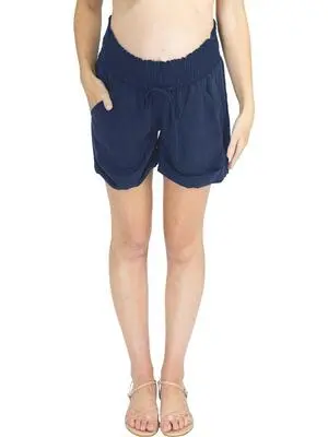 ANGEL MATERNITY Tencel® Maternity Shorts - Navy