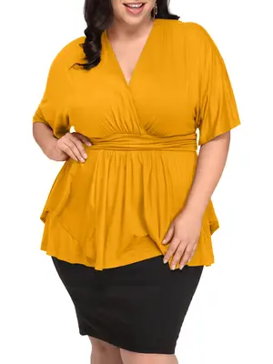 KIYONNA Kiyonna Promenade Blouse Marigold