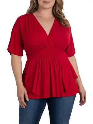 KIYONNA Kiyonna Promenade Blouse Ruby Rendezvous