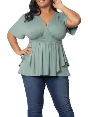 KIYONNA Kiyonna Promenade Blouse Thyme