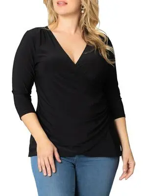 KIYONNA Kiyonna Faux-Wrap Top Black