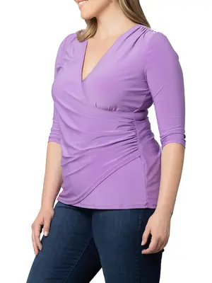 KIYONNA Kiyonna Faux-Wrap Top Lavender Fields
