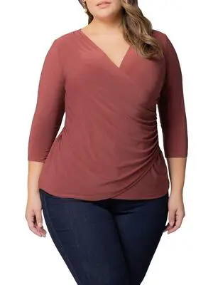 KIYONNA Faux-wrap Top - Marsala