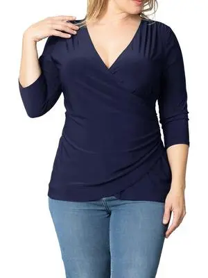 KIYONNA Faux-wrap Top - Nouveau Navy