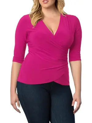 KIYONNA Kiyonna Faux-Wrap Top Orchid