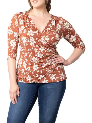 KIYONNA Kiyonna Faux-Wrap Top Spiced Petals
