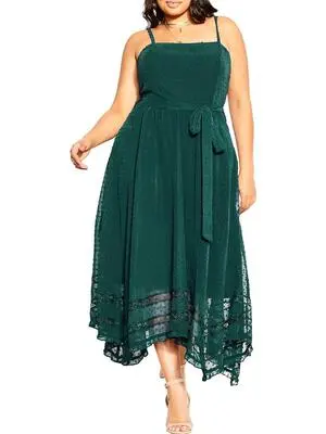 City Chic Flirty Nature Midi Dress - Jade