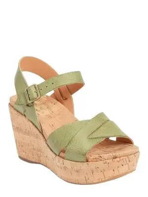Kork-Ease® Kork-Ease® Ava 2.0 Platform Wedge Sandal Green Leather