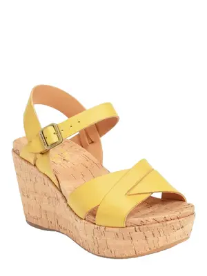 Kork-Ease® Kork-Ease® Ava 2.0 Platform Wedge Sandal Yellow Leather