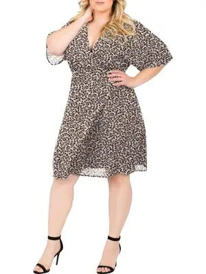 STANDARDS & PRACTICES Candice Georgette Wrap Dress - Brown Leopard