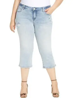 SLINK JEANS Distressed Crop Straight Leg Jeans - Louise