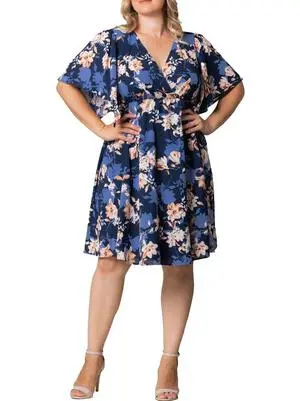KIYONNA Florence Flutter Sleeve Dress - Blue Blossom Bliss