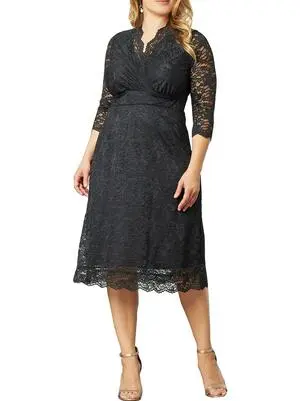 KIYONNA Scalloped Lace Sheath Dress - Onyx