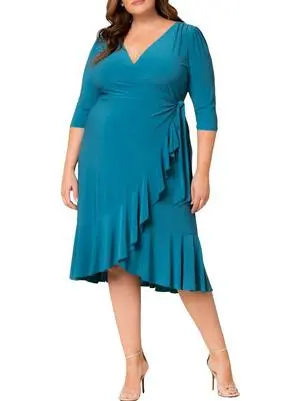 KIYONNA Whimsy Wrap Dress - Blue Jade
