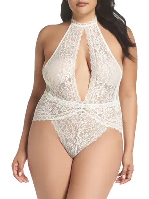 OH LA LA CHERI Oh La La Cheri Plunge Lace Teddy White