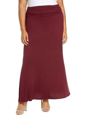 Loveappella Fold Over Maxi Skirt - Burgundy
