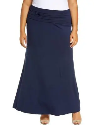 Loveappella Fold Over Maxi Skirt - Navy