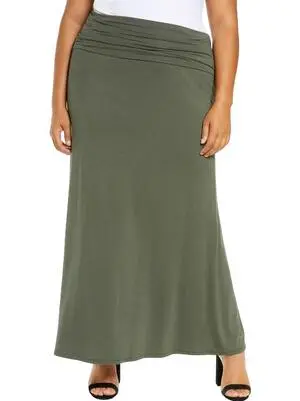 Loveappella Fold Over Maxi Skirt - Olive