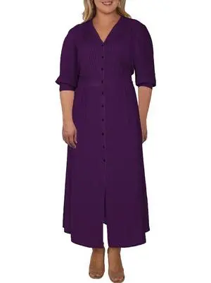 STANDARDS & PRACTICES Pintuck Georgette Dress - Deep Purple