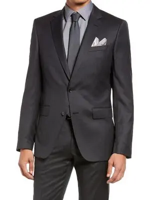 BOSS Slim Fit Solid Wool Suit Jacket - Dk Gy