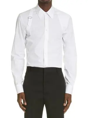 Alexander McQueen Alexander Harness Stretch Poplin Button-up Shirt - White Mutli