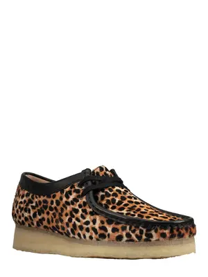 Clarks Clarks® Wallabee Moc Toe Derby Leopard Print Calf Hair