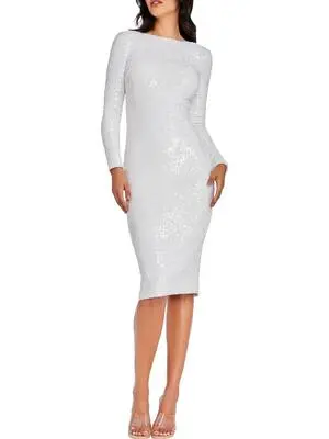 Dress The Population Emery Sequin Midi Dress - White Multi