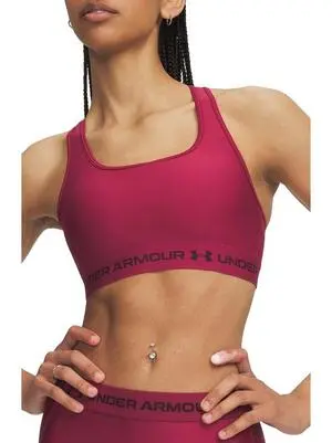 Under Armour Heatgear® Mid Cross Back Sports Bra - Claret
