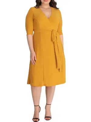 KIYONNA Kiyonna Essential Wrap Dress Tuscan Sun
