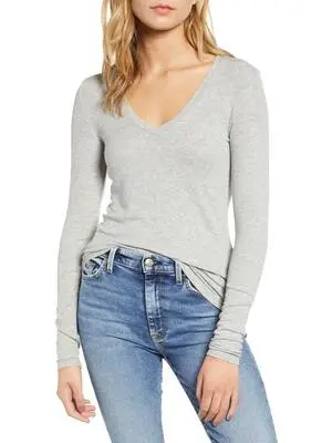 Splendid Splendid Valley Rib V-neck Tee Heather Grey