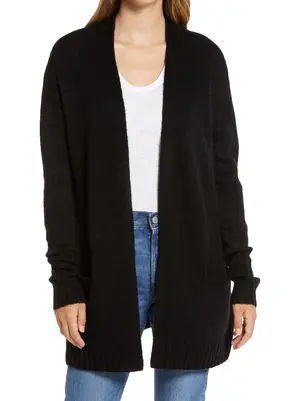 Caslon Open Front Cardigan Black