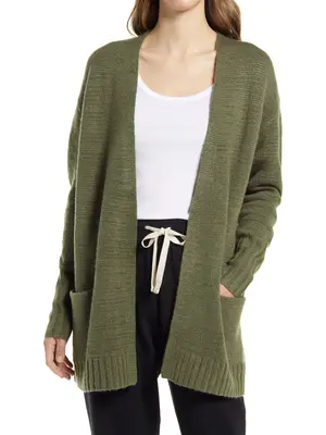 Caslon Open Front Cardigan Green Sorrel
