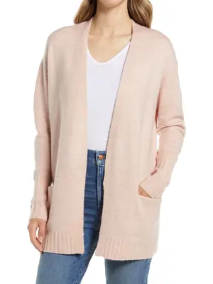 Caslon Open Front Cardigan Pink Smoke