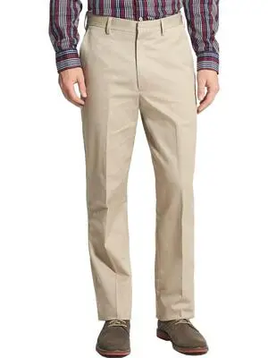 Berle Classic Fit Cotton Dress Pants - Khaki