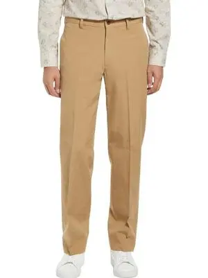 Berle Charleston Khakis Flat Front Cotton Poplin Dress Pants Tan