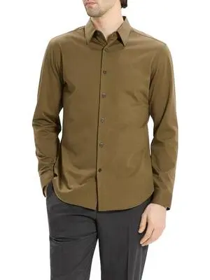 Theory Sylvain Nd Structure Knit Button-up Shirt Duffle
