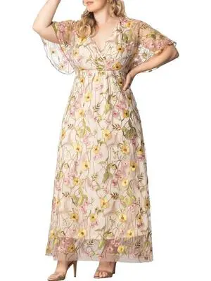 KIYONNA Embroidered Floral Gown - Sunkissed Garden