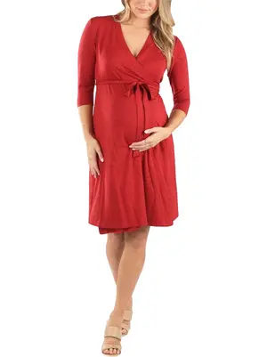 ANGEL MATERNITY Angel Maternity Wrap Dress Red