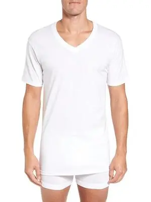 Nordstrom 4-pack Regular Fit Supima® Cotton V-neck T-shirts - White