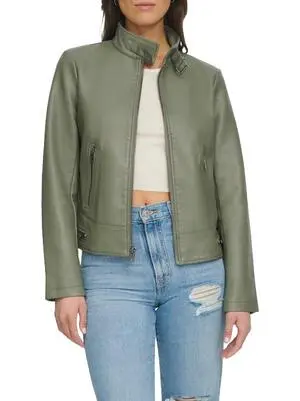 LEVI'S Faux Leather Racer Jacket - Sage