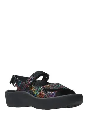 WOLKY Jewel Sandal - Black Multi Printed Leather