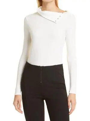 Donna Karan New York Convertible Mock Neck Top - Cream