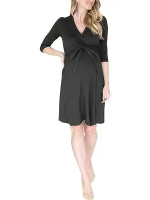 ANGEL MATERNITY Empire Waist Wrap Dress - Black