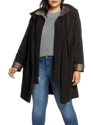 Gallery Hooded Raincoat With Removable Liner - Black